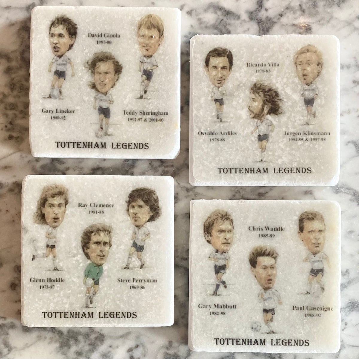 Tottenham Legends - Marble Coaster Set — Lovely Libby's